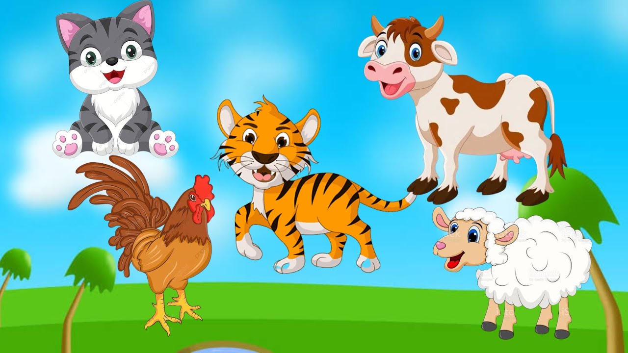 Farm animals, sounds of cows, chickens, sheep, buffalo. - YouTube