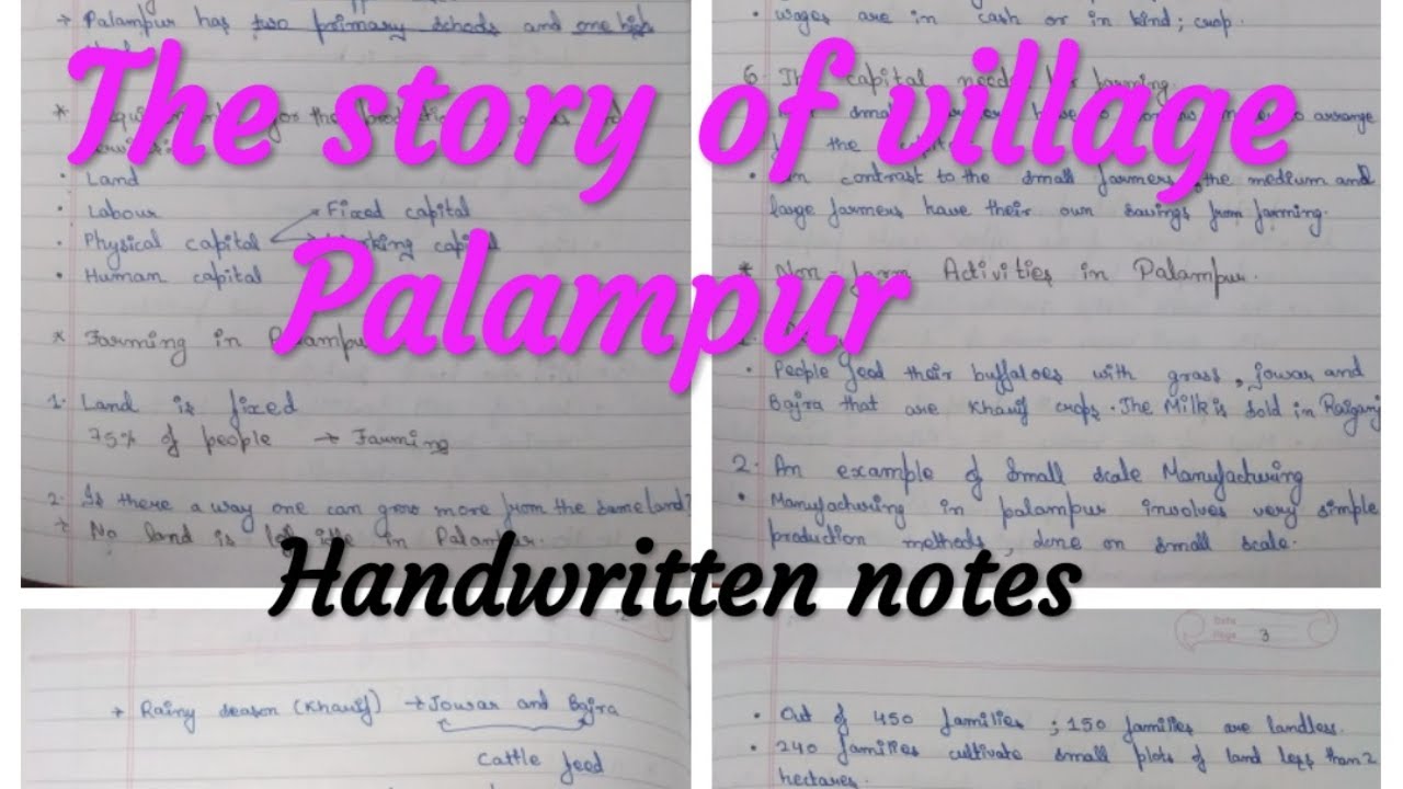 The story of village Palampur l Handwritten notes l Class 9 Economics l ...
