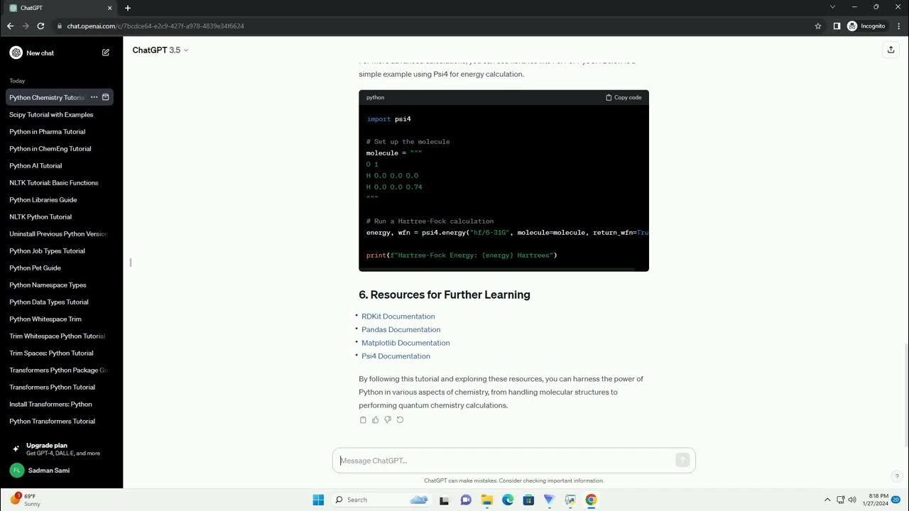 using python in chemistry - YouTube