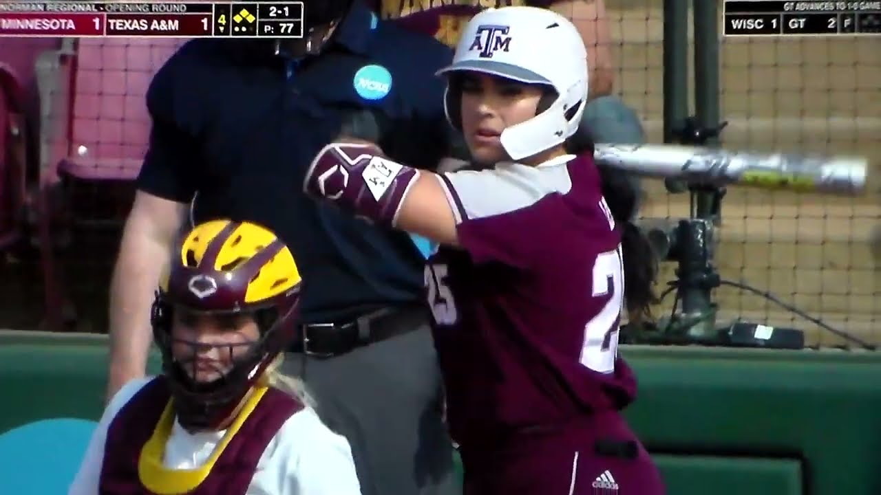 Texas A&M softball's Haley Lee hits 2 run double vs. Minnesota in ...