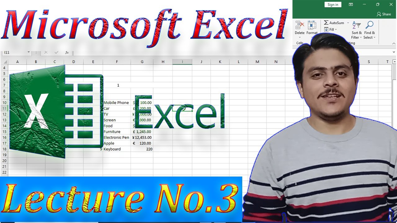 Microsoft Excel Lecture#3 - Explaining The Excel Basics and Useful ...
