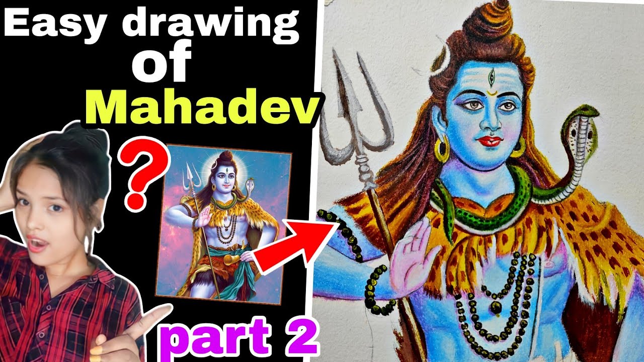 Lord SHIVA Drawing with oil pastels, EASY MAHASHIVRATRI Drawing,step by ...