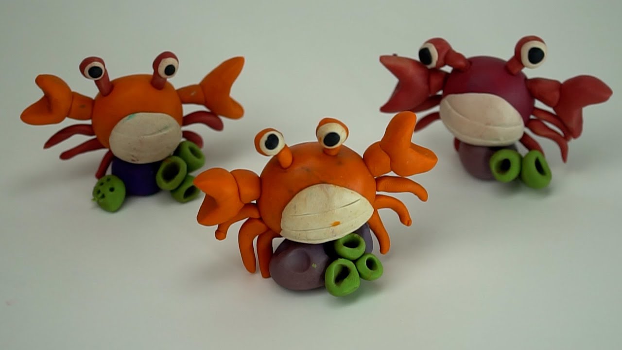 How to make a crab from clay - YouTube