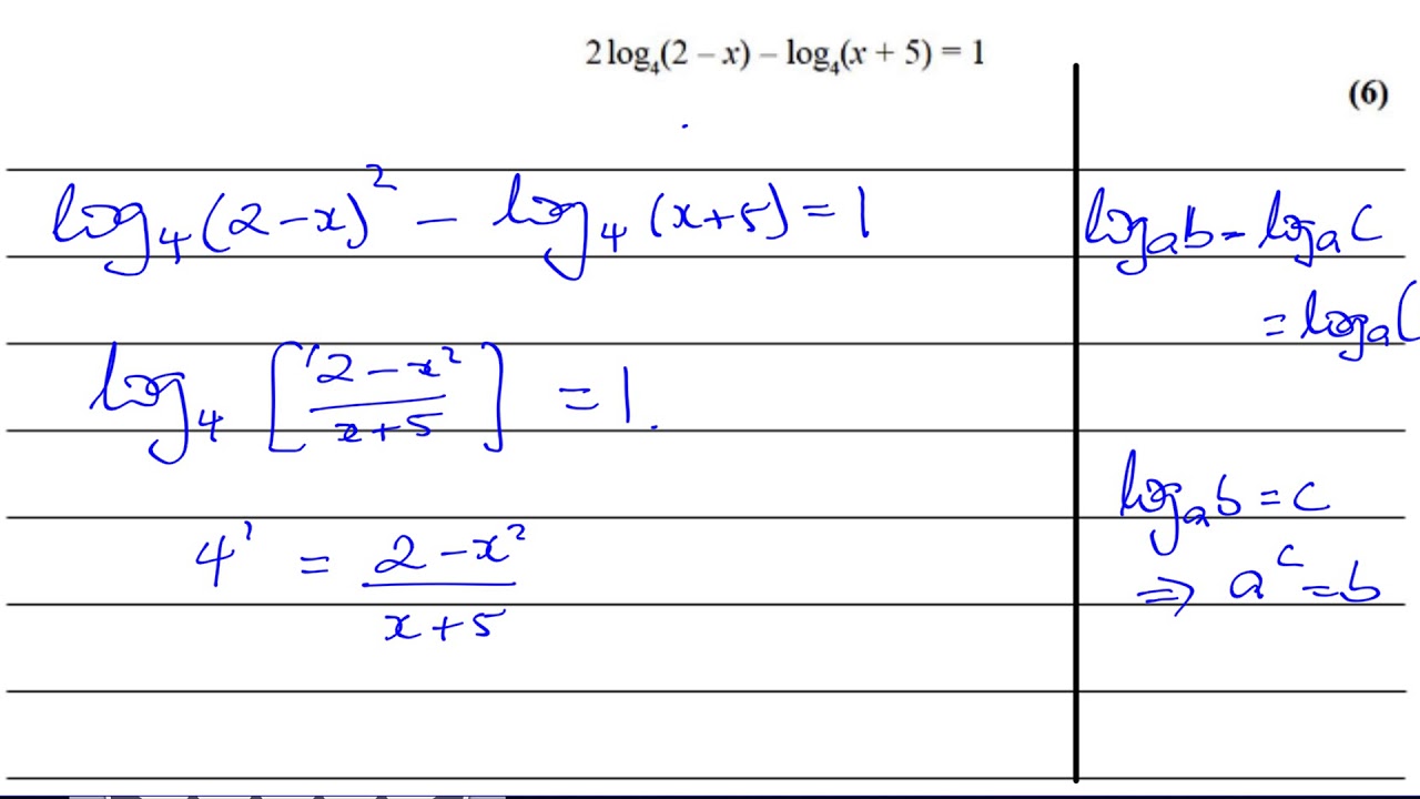 P2 new Practice Paper A IAL Q1 Logarithms - YouTube