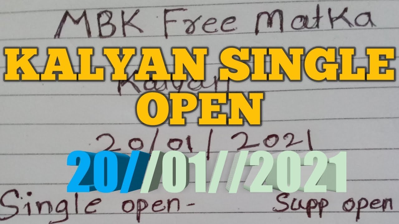 KALYAN SINGLE OPEN 20//01//2021 - YouTube