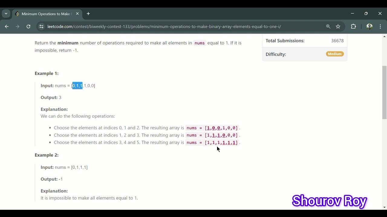 3191. Minimum Operations to Make Binary Array Elements Equal to One l - YouTube
