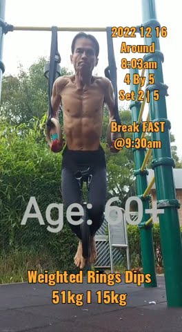 Weighted Rings Dips 51kg I 15kg - 4 By 5 - Set 2/5-Daily SHORT Strength ...