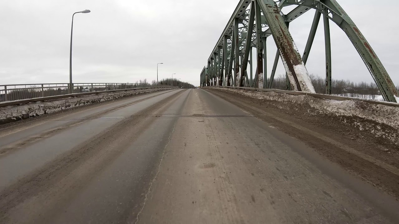 Crossing the Hay River West Channel Bridge - YouTube
