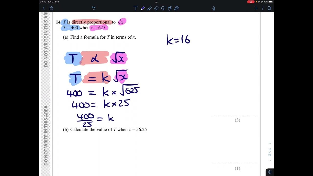 2017 01 3H IGCSE Edexcel Higher Old Spec Question 14 Proportionality Statement Formula - YouTube