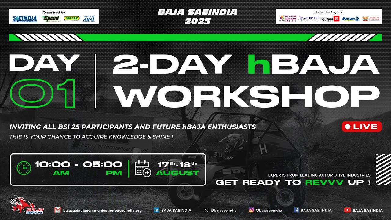 Day 1 of 2 Day hBAJA Workshop| hBAJA SAEINDIA 2025 - YouTube