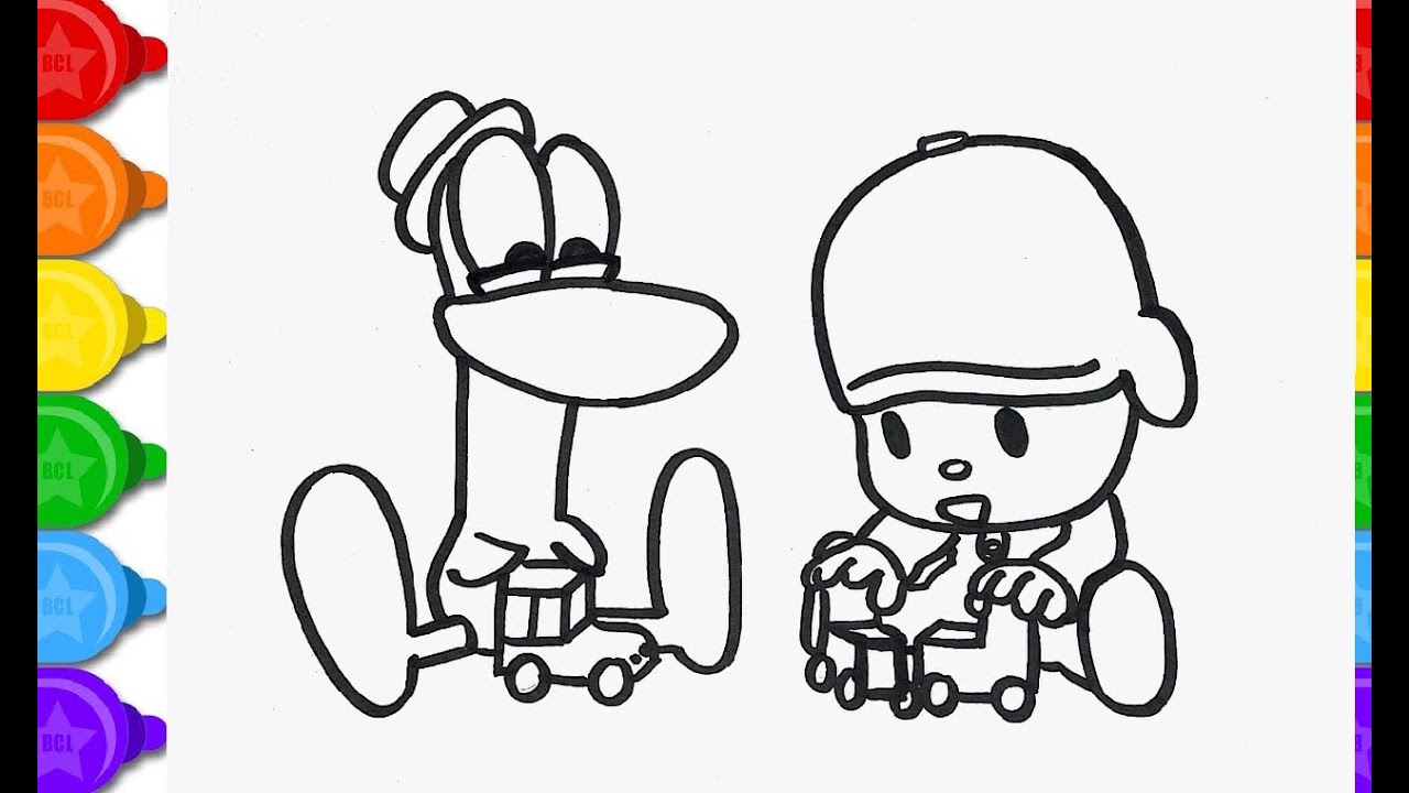 Draw and Color Pocoyo and Pato 👶 ️🦆 Drawings For Kids 🌈 - YouTube