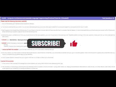 CS401P Graded Quiz#2 || Computer Architecture & Assembly Language Programming Practical || Fall ...