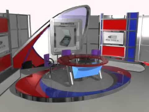 3D Model of Stage News Tv Studio Set Design-002 Review - YouTube
