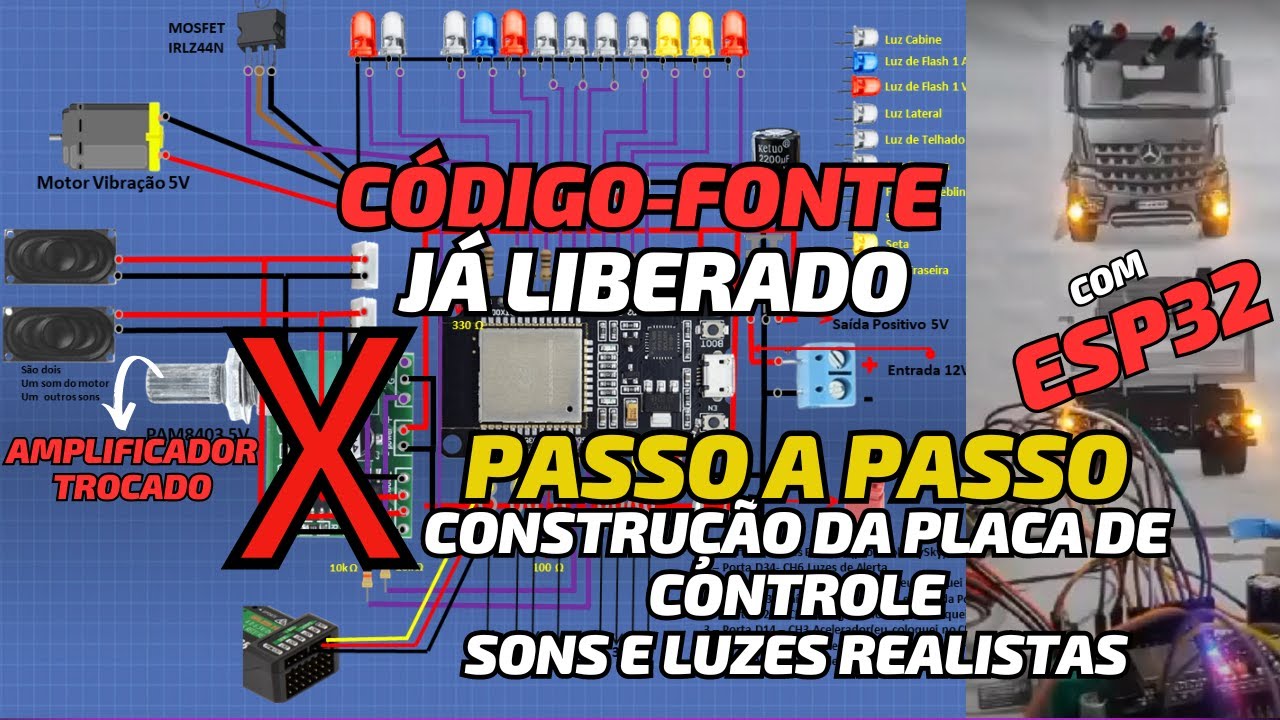DIY Controller RC lights and sounds Esp32 -SONS DE MOTOR E LUZES REAIS ...