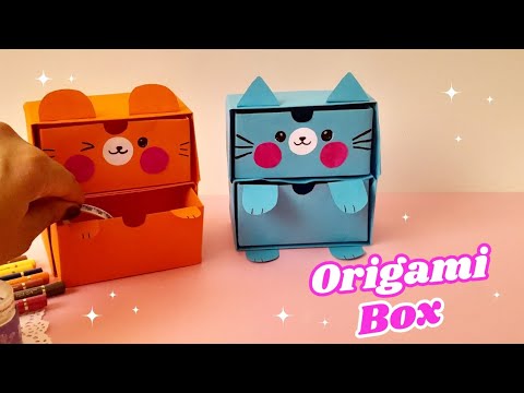 Origami Box Cat and Bear : Paper Organizer : Origami Paper Box Cat ...