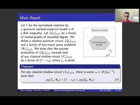 Sivert Aasnæss -- Quantum Advantage with Shallow Circuits from Contextuality - YouTube