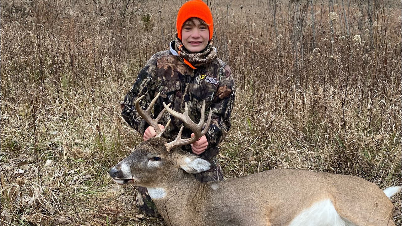 First deer bring him to tears! Emotional hunt. BIG BUCK DOWN. Younger ...