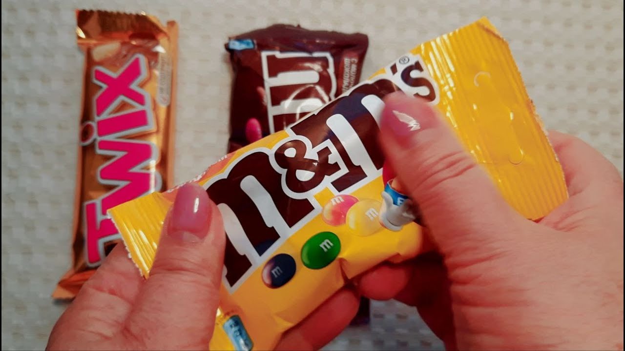 ASMR//Yummy Mixing Candy M&M's, Twix/-2 - YouTube