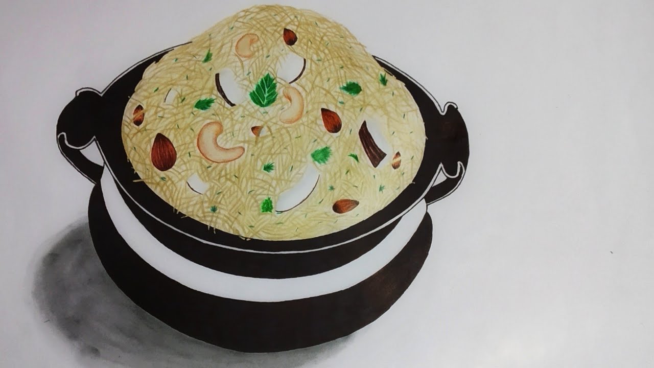 sketch of KASHMIRI PULAO how to draw a KASHMIRI PULAO. - YouTube