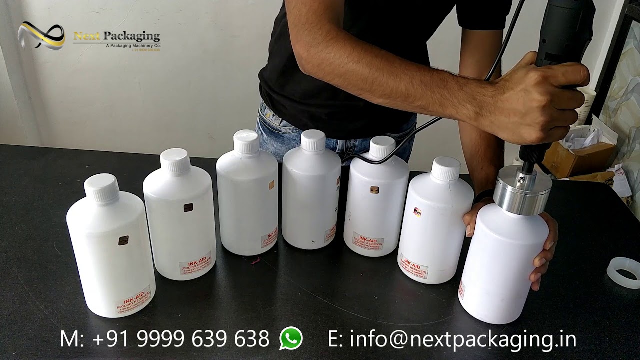Handy electric screw capping machine for plastic bottle caps - YouTube
