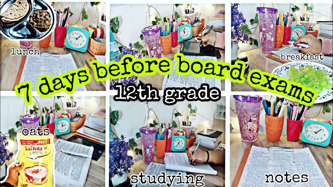 7 Days before board exams😞|| 12th grade|| Only studying 😐📖 ...
