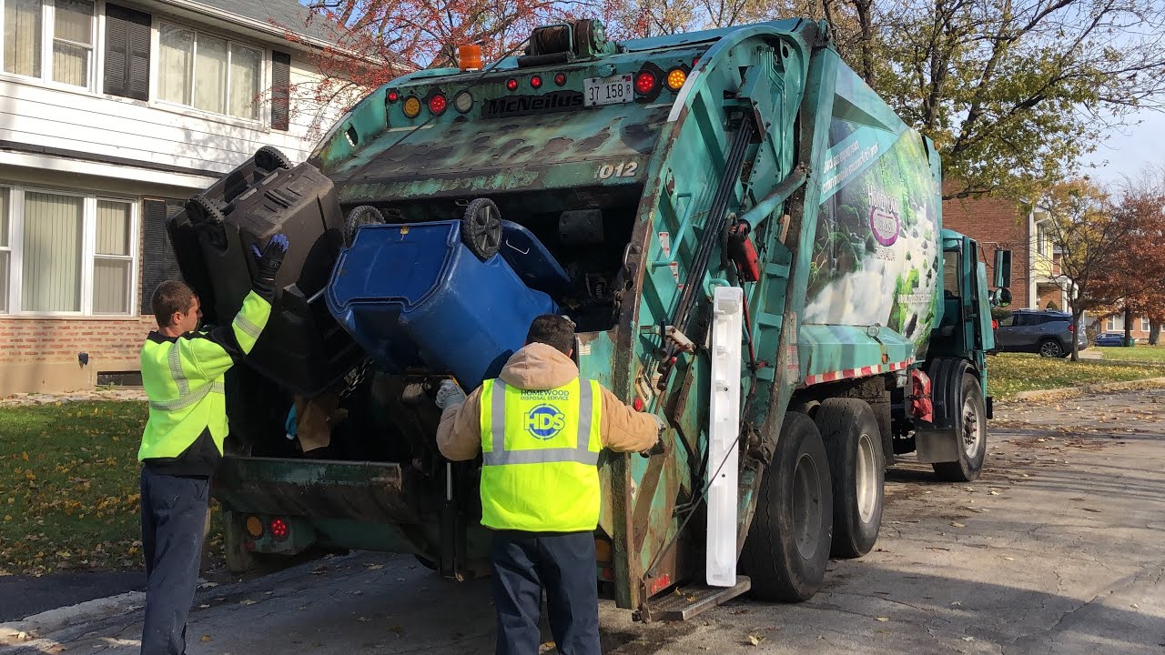 Older Homewood CNG ACX Rear Loader Garbage Truck on Cool Carts - YouTube