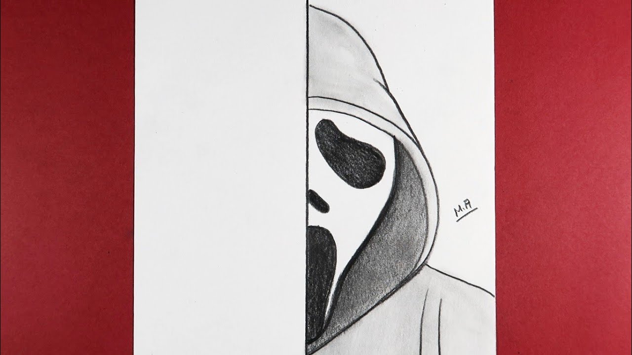 How to draw Ghostface ( scream ) - YouTube
