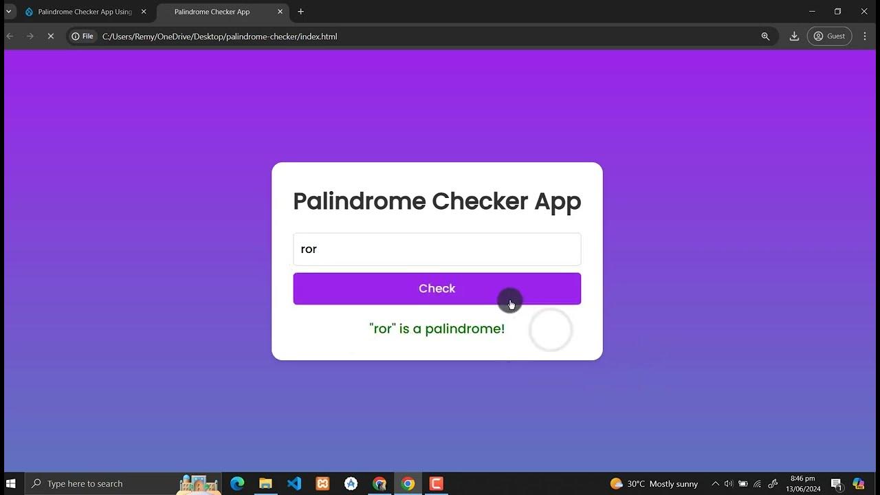 Palindrome Checker App Using Html Css And Javascript With Source Code Youtube