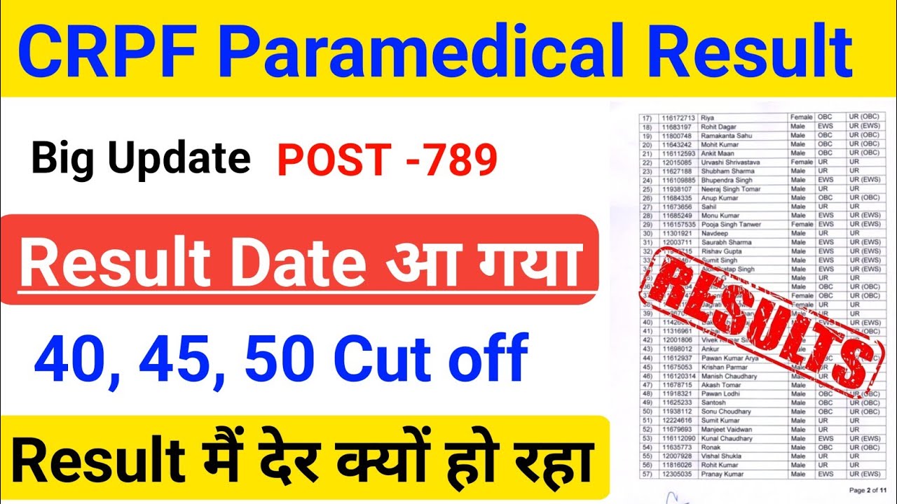 CRPF Paramedical Staff Written Exam Result Date 2023 CRPF Tradesman crpf-paramedical-staff-written-exam-result-date-2023-crpf-tradesman