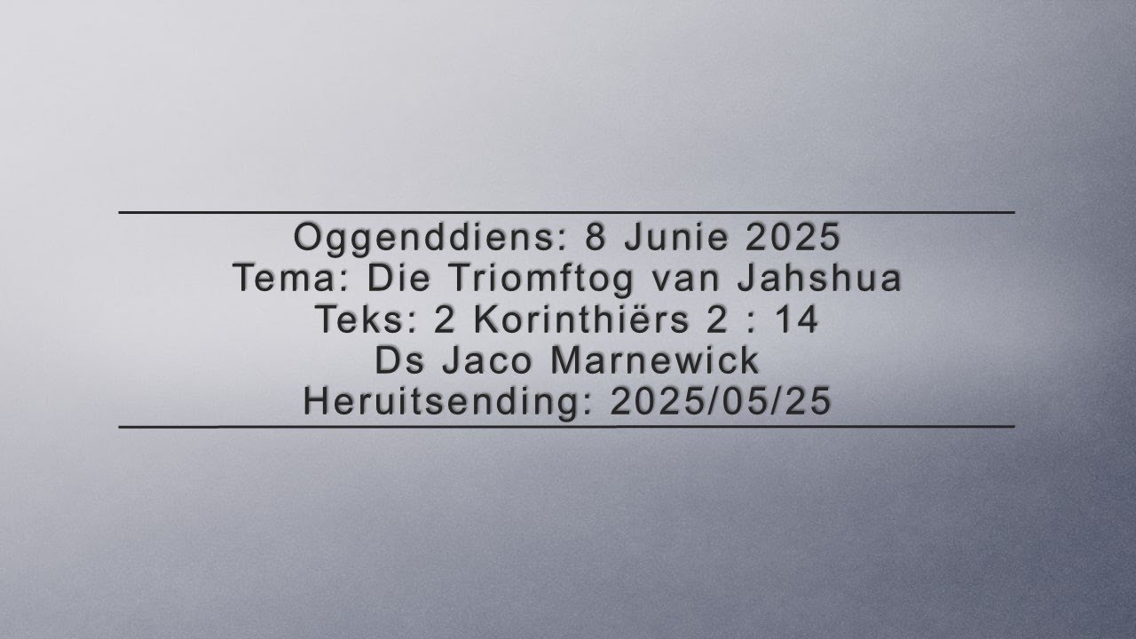 JM 20250608 - Die Triomftog van Jahshua - YouTube
