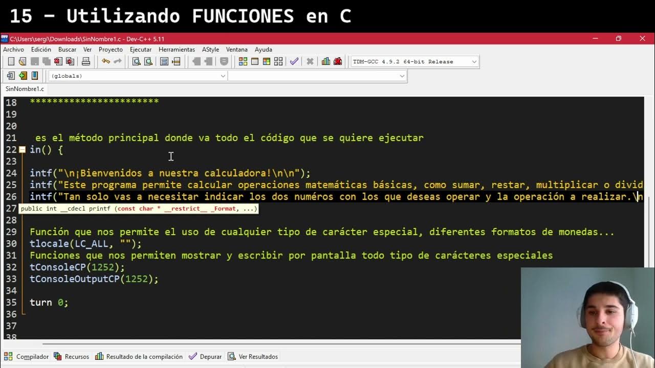 🔧 15 - Utilizando FUNCIONES en C | ©️ Tutorial Programación en C ©️ - YouTube