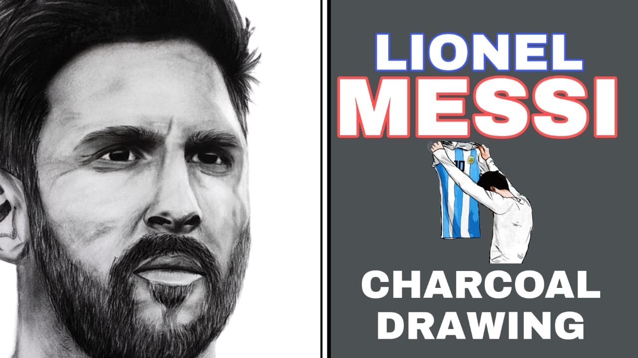 How to draw Lionel Messi || @Lionel Messi SKETCH || CHARCOAL DRAWING ...