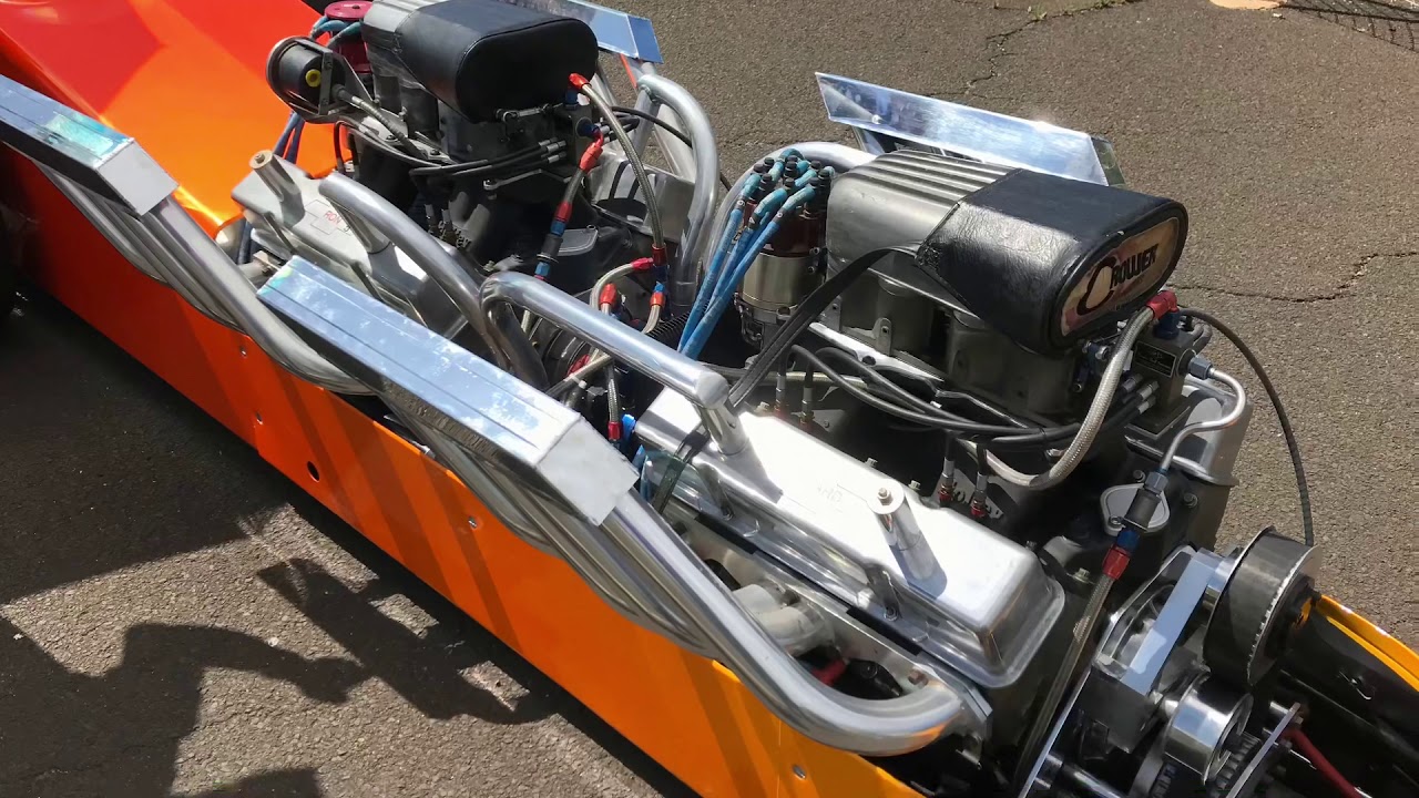 Injected Alcohol Twin Engine Dragster Shakedown - YouTube