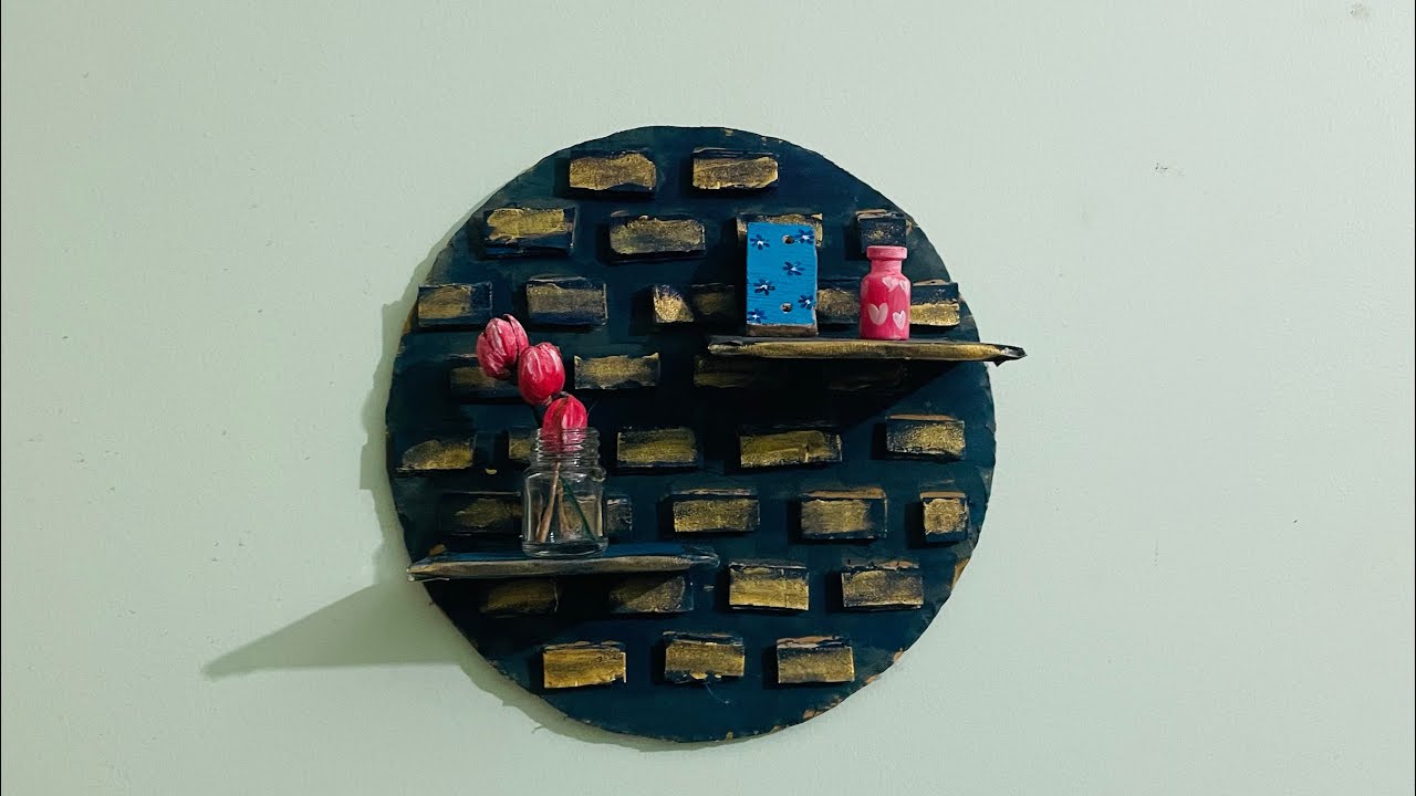 Making Cute Wall Self using cardboard /Cardboard wall self crafting ️🎉 ...