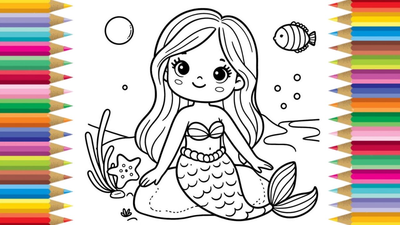 Mermaid Drawing And Coloring Easy Step | - YouTube