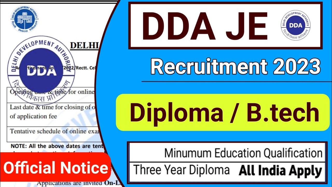 DDA JE Latest Update | DDA JE Recruitment 2023 | DDA JE B.tech Allowed ...