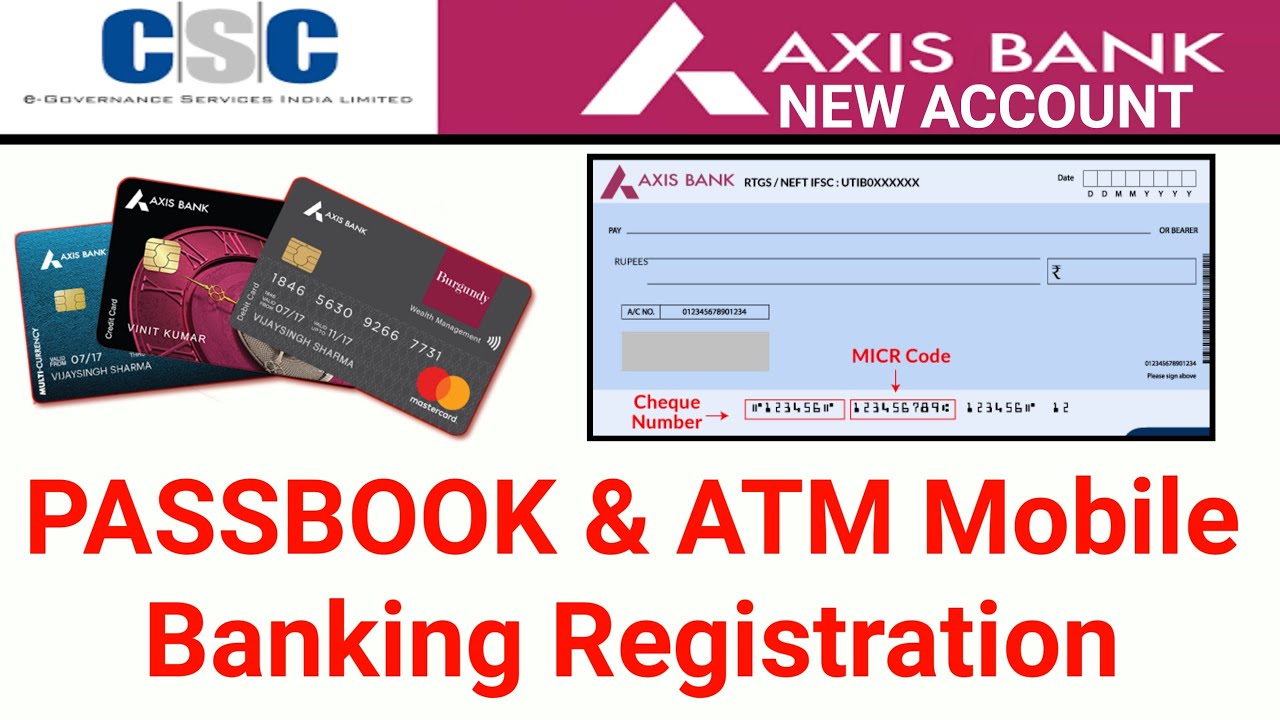 CSC Axis Bank BC Passbook ATM Card || Mobile Banking kaise Registration ...