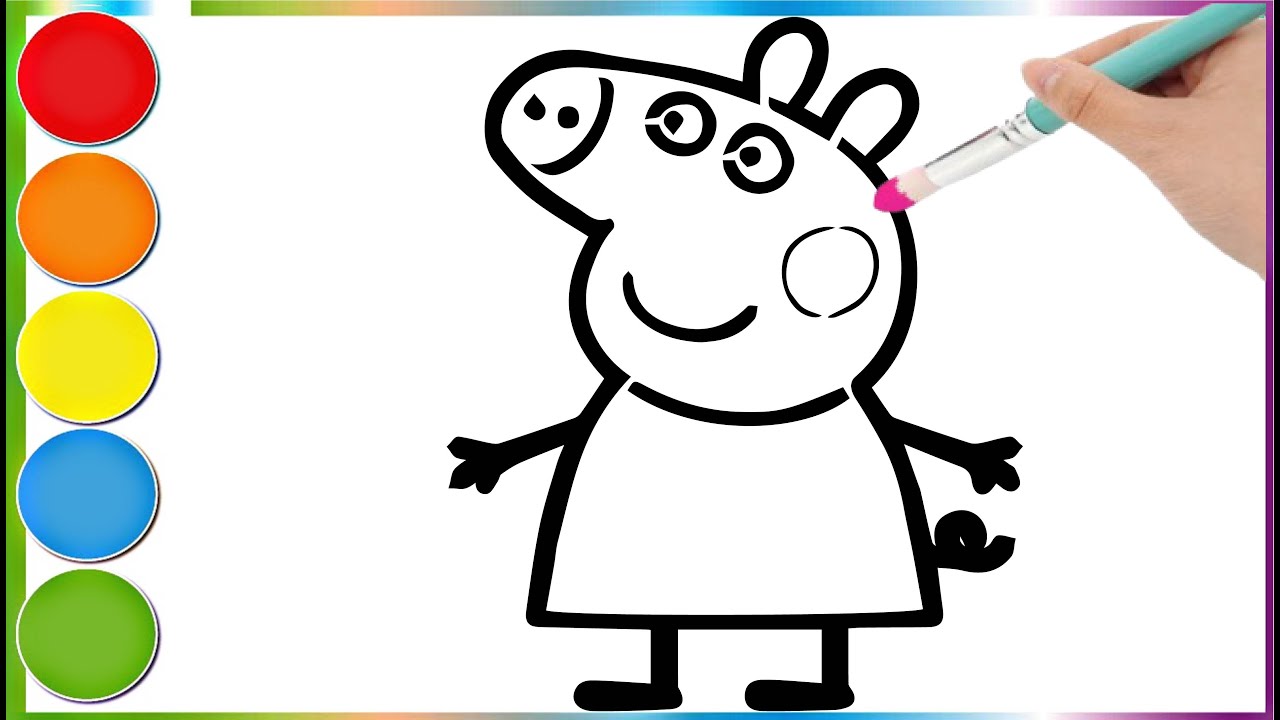Draw and Color Peppa Pig | Drawing and Coloring Peppa Pig For children ...