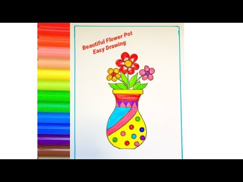 Easy and Beautiful Flower Pot draw| how to draw step by step for ...