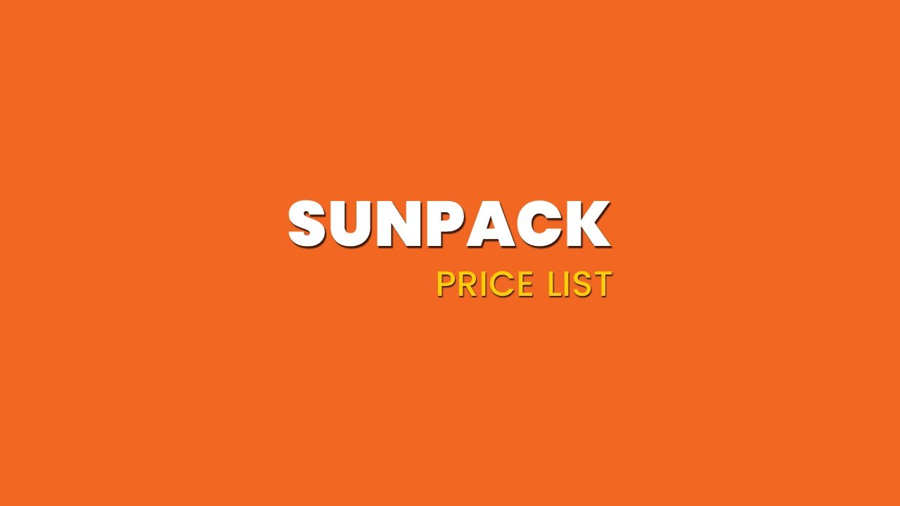 Sun Pack Price List - YouTube
