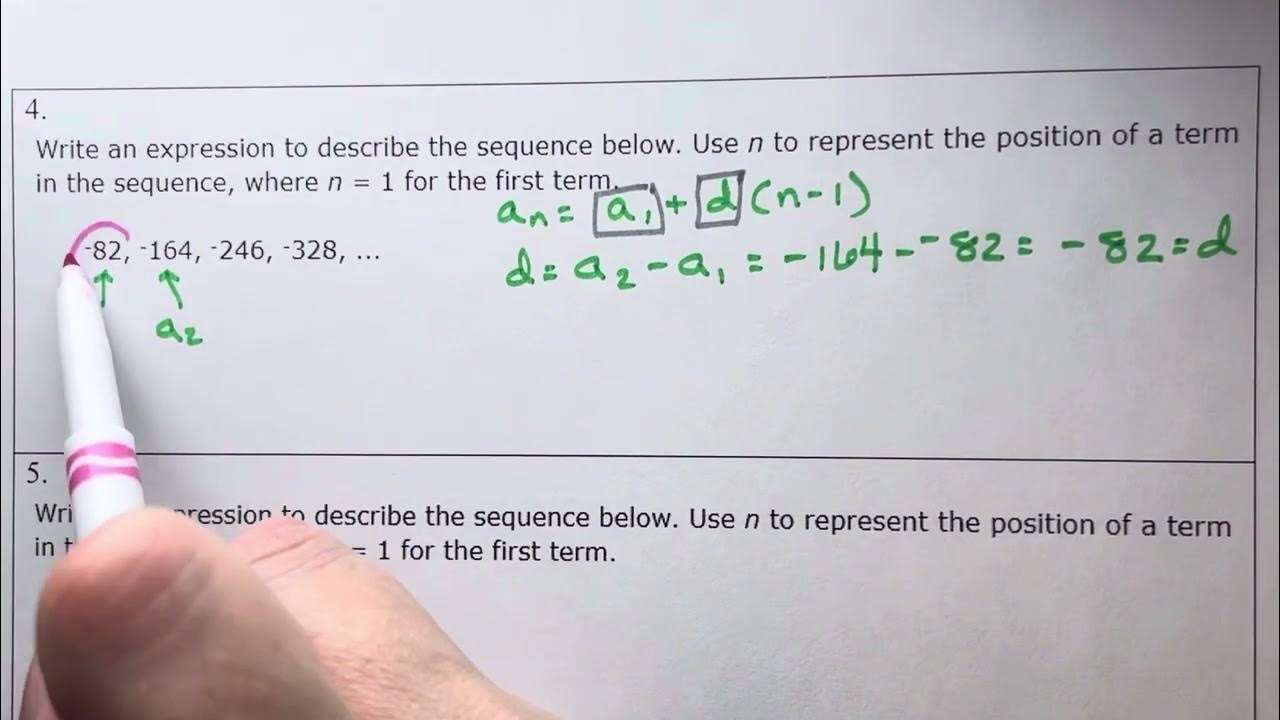 Write Variable Expressions for Arithmetic Sequences (Example 4) - YouTube