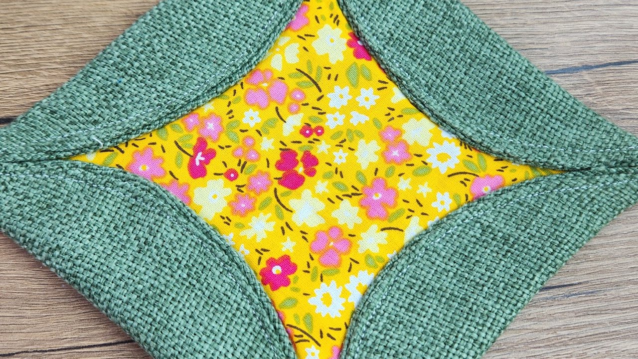 Cathedral Window Coaster with Burlap Fabric – Easy Sewing - YouTube