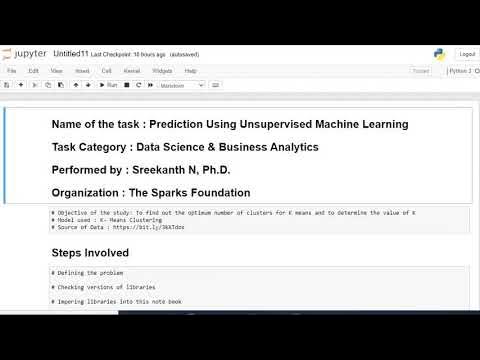 Prediction using Unsupervised Machine Learning-Task 2 - YouTube