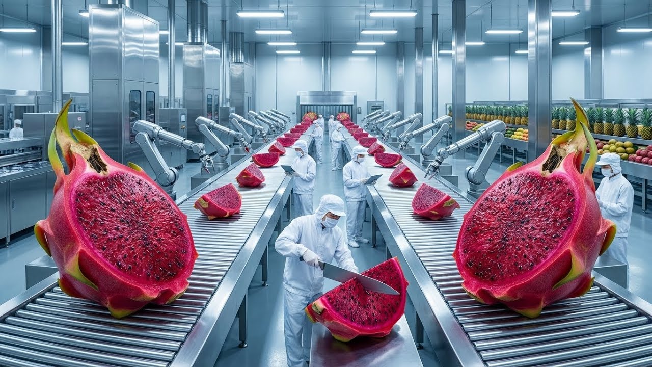 Inside a modern dragon fruit processing factory: From fresh fruit to ...