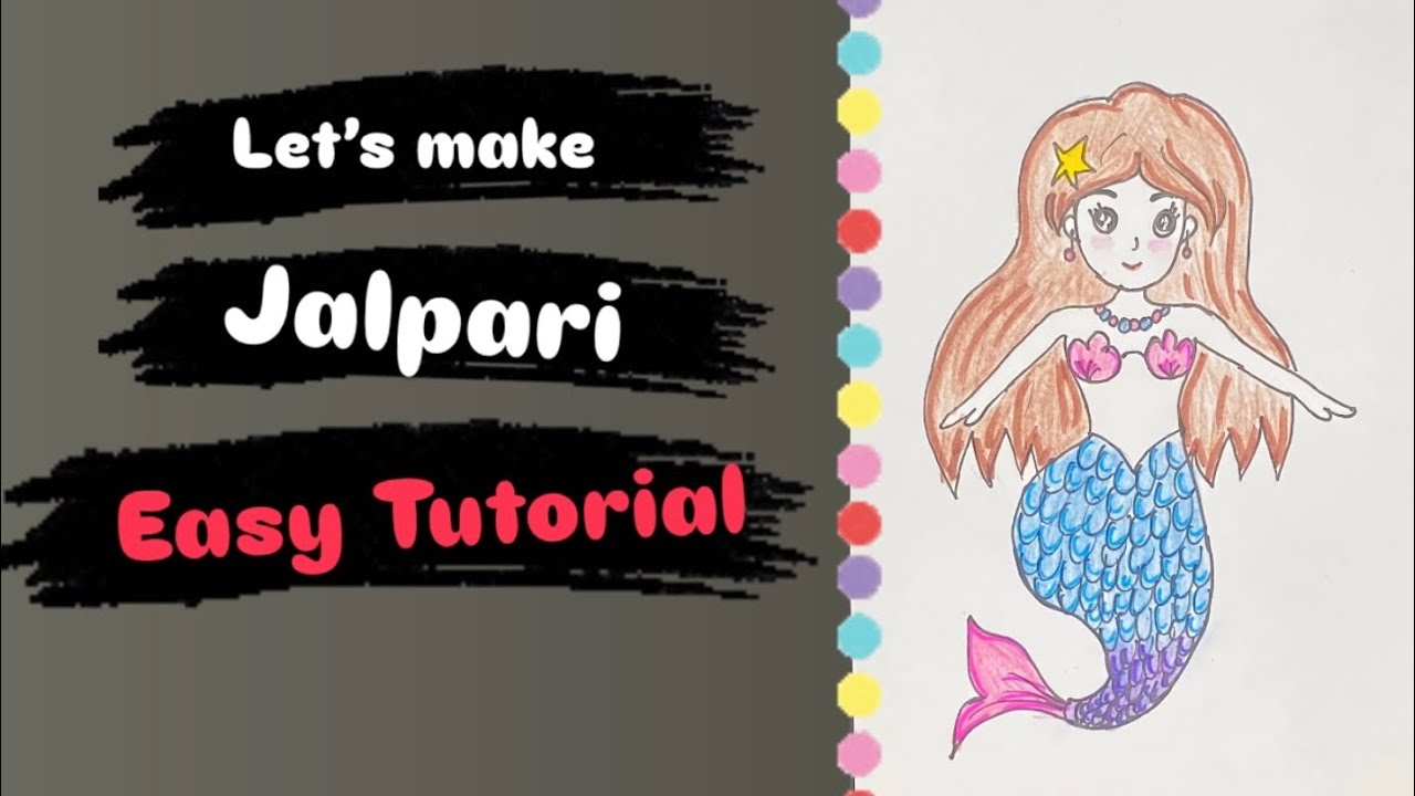 Draw this beautiful jalpari with me in simple steps 👍🤫🤗 - YouTube