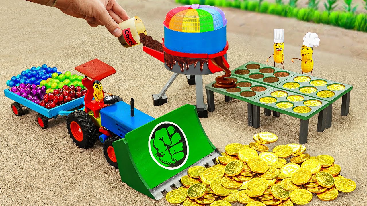 Diy tractor making mini Chocolate Coin Candy | diy Chocolate Mixing ...