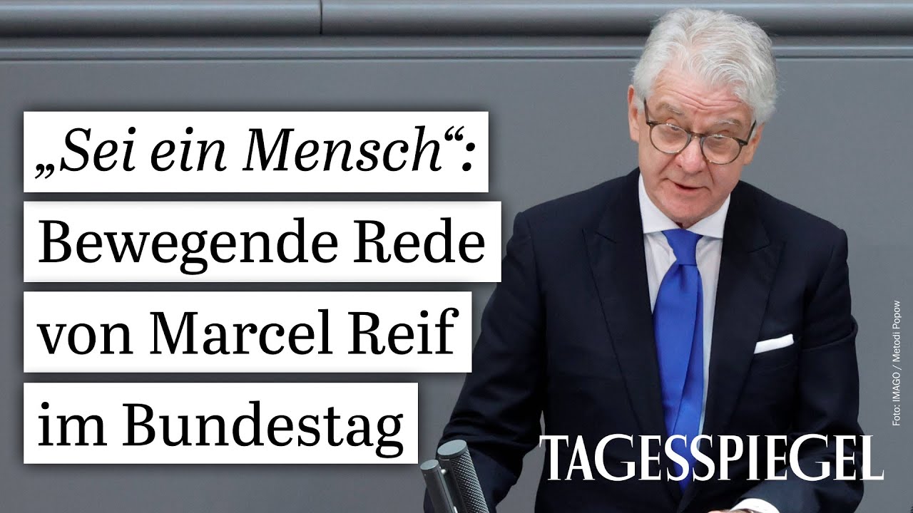 „Sei ein Mensch“: Bewegende Rede von Marcel Reif im Bundestag - YouTube