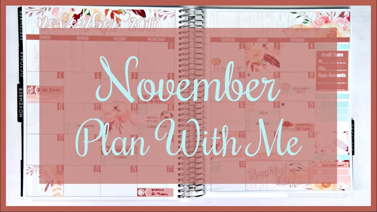 Plan With Me! November Monthly FREE printable | BeaYOUtiful Planning ...