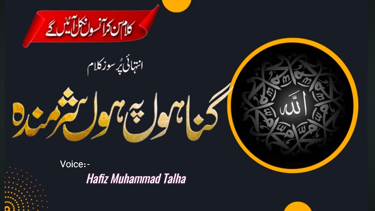 Heart touching kalaam | Gunahon pe hun sharminda |گناہوں پہ ہوں شرمندہ | hafiz muhammad Talha ...