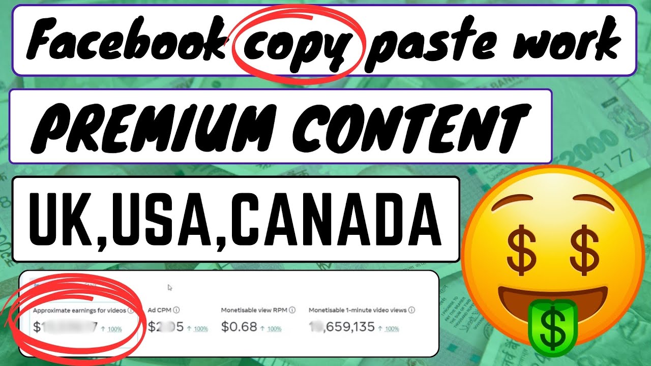 Facebook copy paste work | PREMIUM CONTENT | UK,USA,CANADA - YouTube